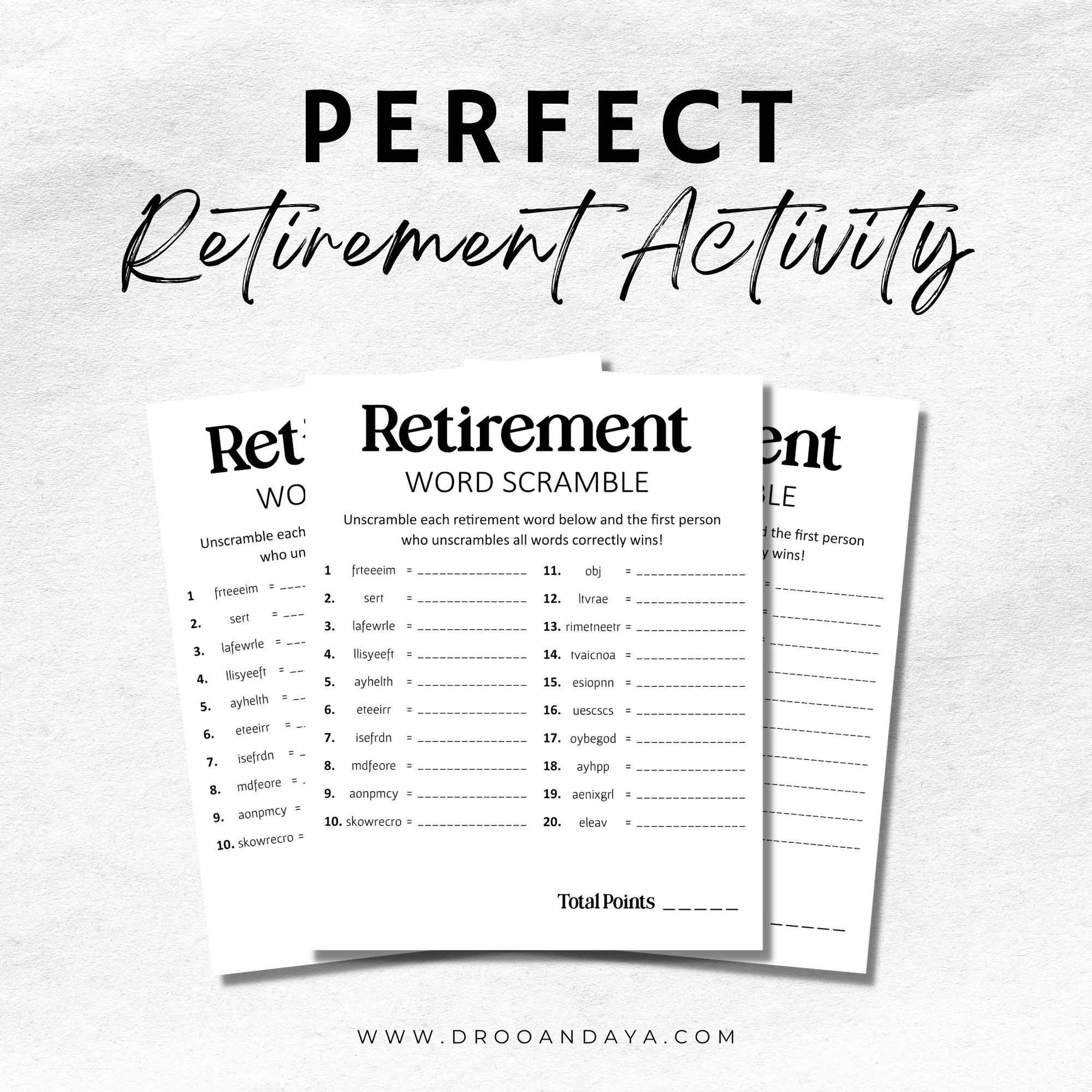 Retirement Word Scramble, Retirement Game, Game for Coworker, Goodbye ...