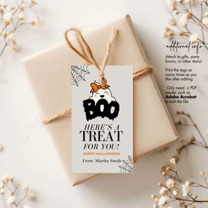 Editable Halloween Favor Tags | Printable Boo Treat Tags (digital ...