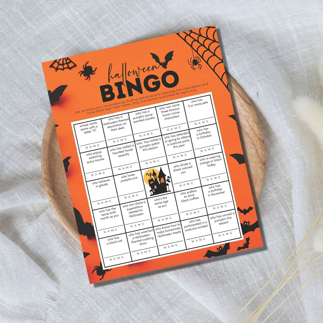 Halloween Bingo Printable, Halloween Party Bingo Game, Corporate Office ...