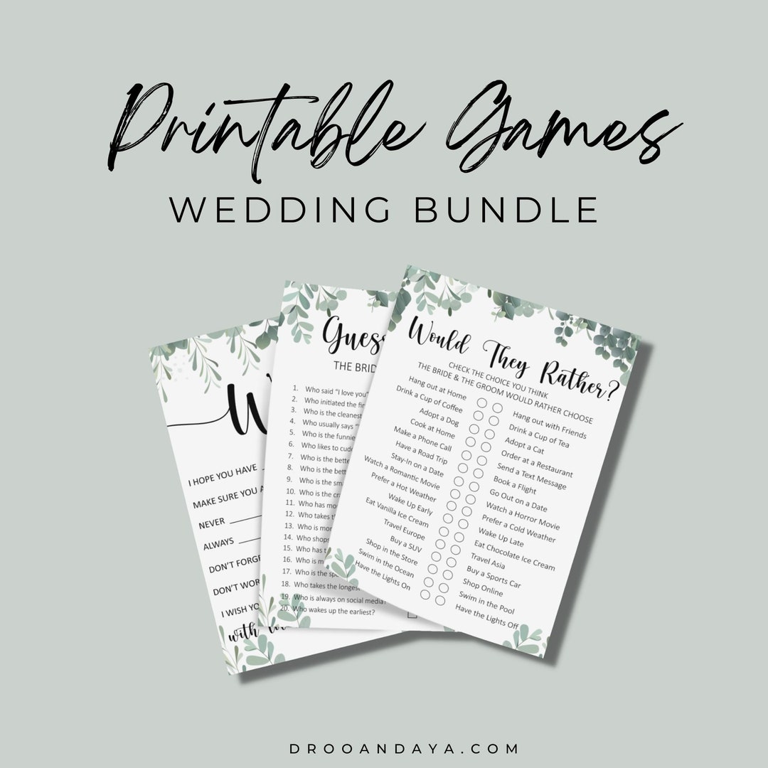 Wedding Printable Game Package, Wedding Rustic Wedding, Reception Game ...