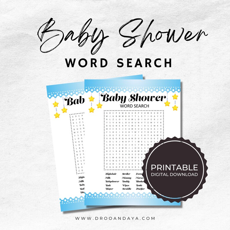 Baby Shower Word Search Game Baby Word Search Shower Word - Etsy