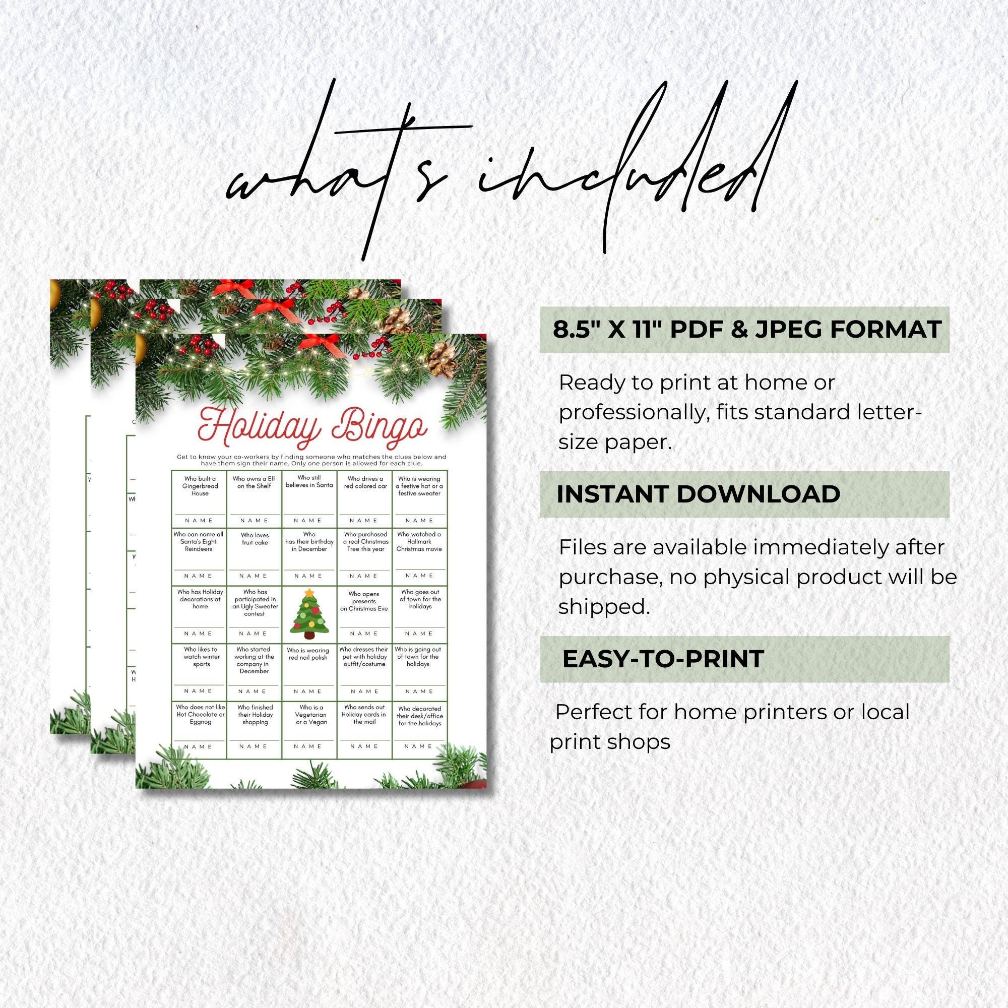 Christmas Bingo Game: Holiday Party Icebreaker (digital Download) - Etsy