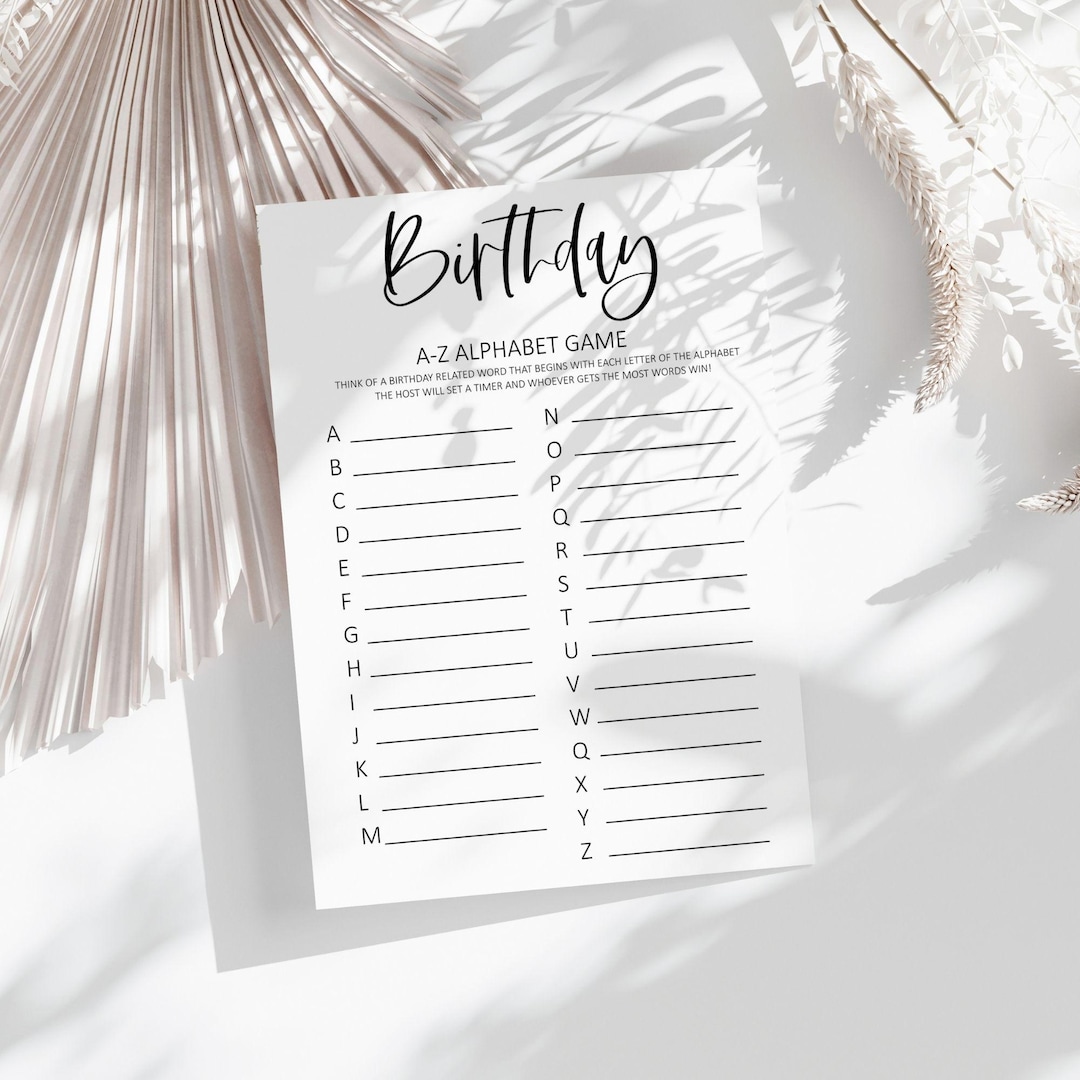 Birthday A-Z Alphabet Game: Fun Party Activity (PDF) - Etsy