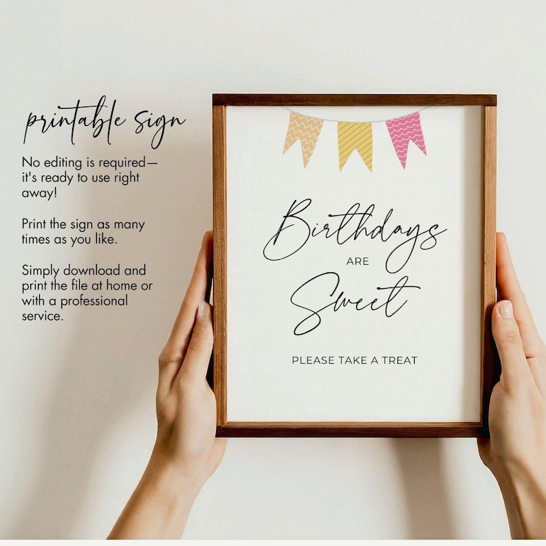 Birthdays Are Sweet Please Take a Treat Sign, 8x10 Printable Birthday ...