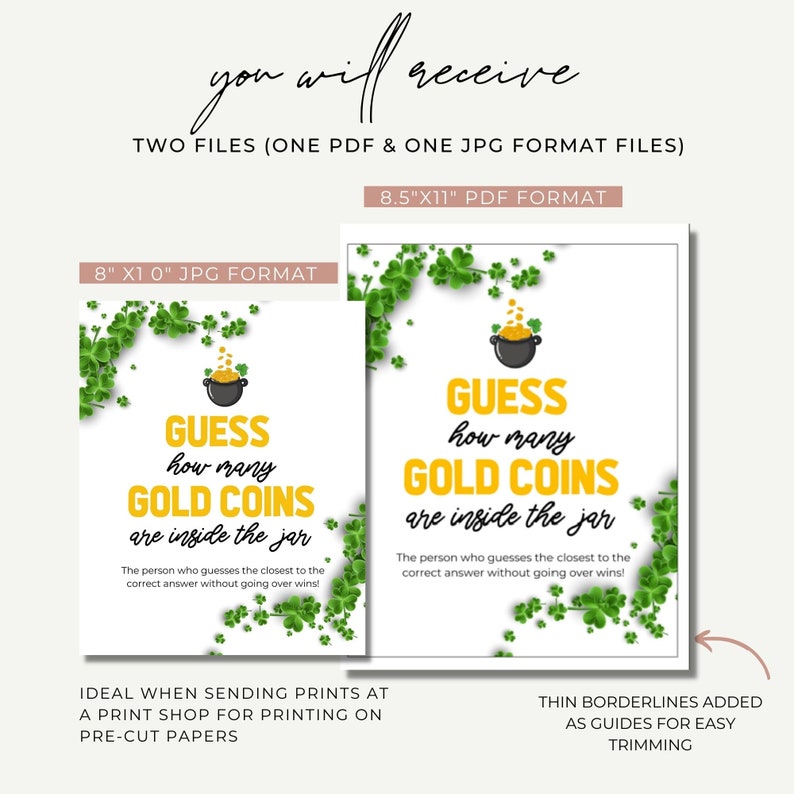 St. Patrick's Day Guessing Game: Gold Coins Sign (digital Download) - Etsy
