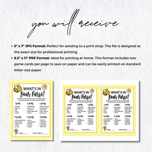 What's in Your Purse Baby Shower Game, Bumblebee Themed Baby Shower ...