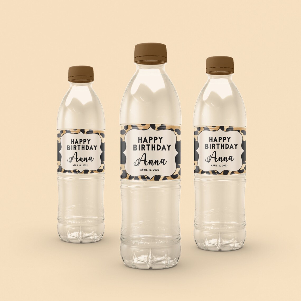 Leopard Print Water Bottle Labels: Personalized Template (digital ...