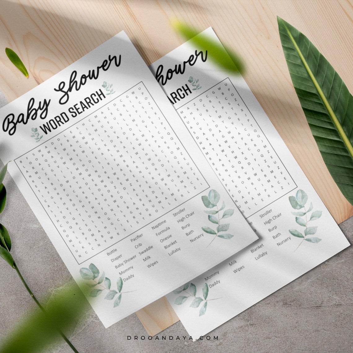 Baby Shower Word Search Game Baby Shower Activity Instant - Etsy
