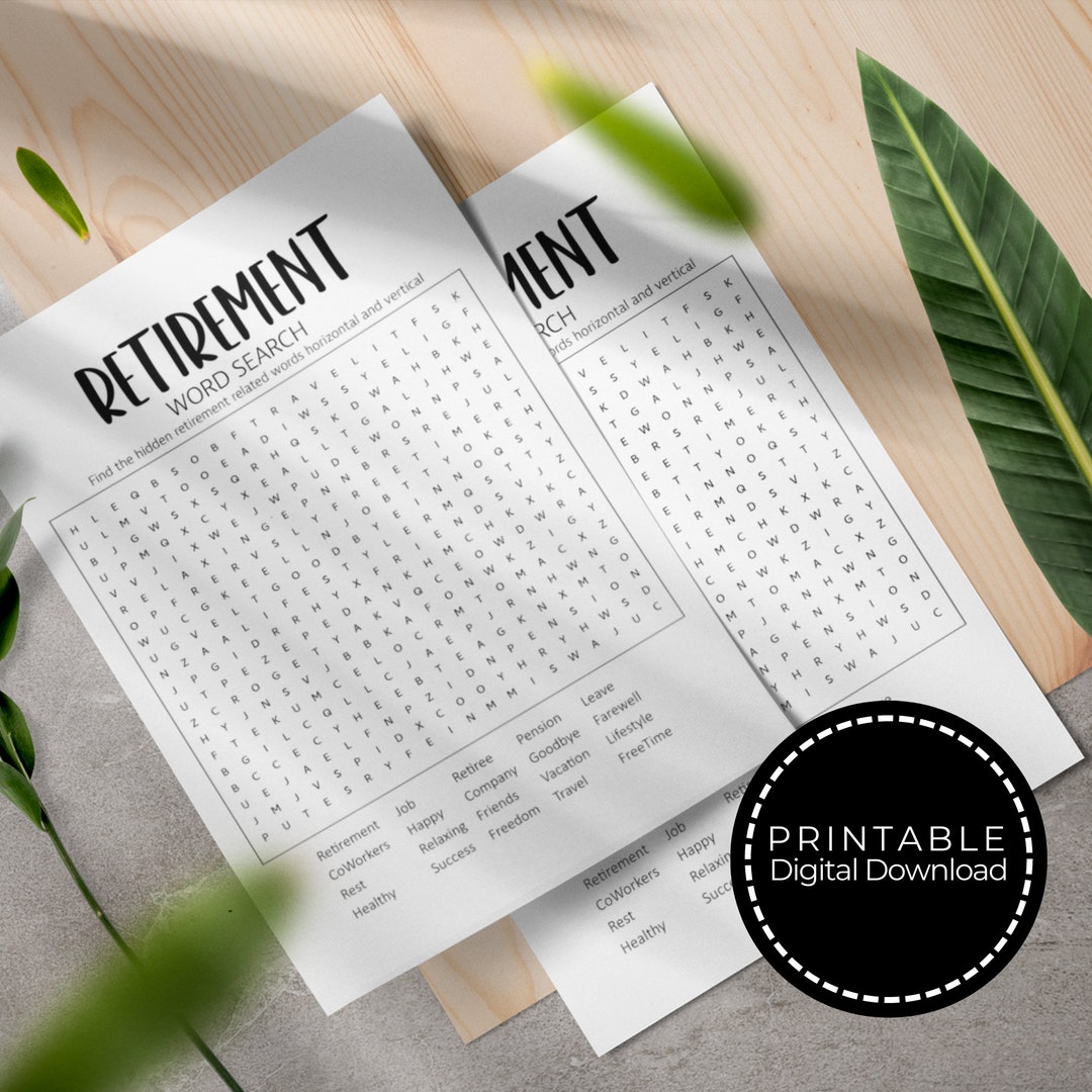 Retirement Word Search Game: Printable Party Activity (PDF) - Etsy UK