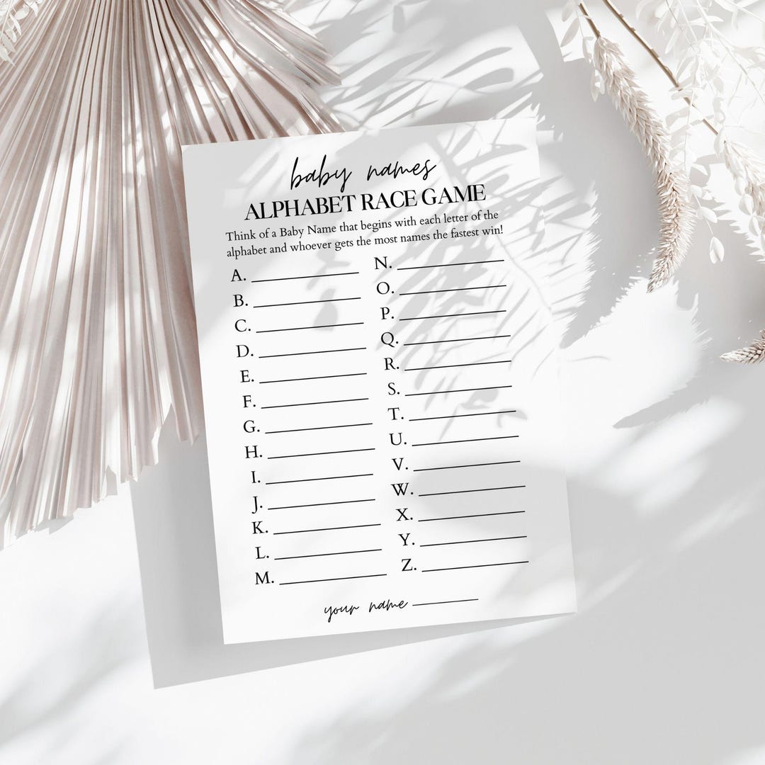 Baby Names Alphabet Race Game: Printable Shower Activity (PDF) - Etsy