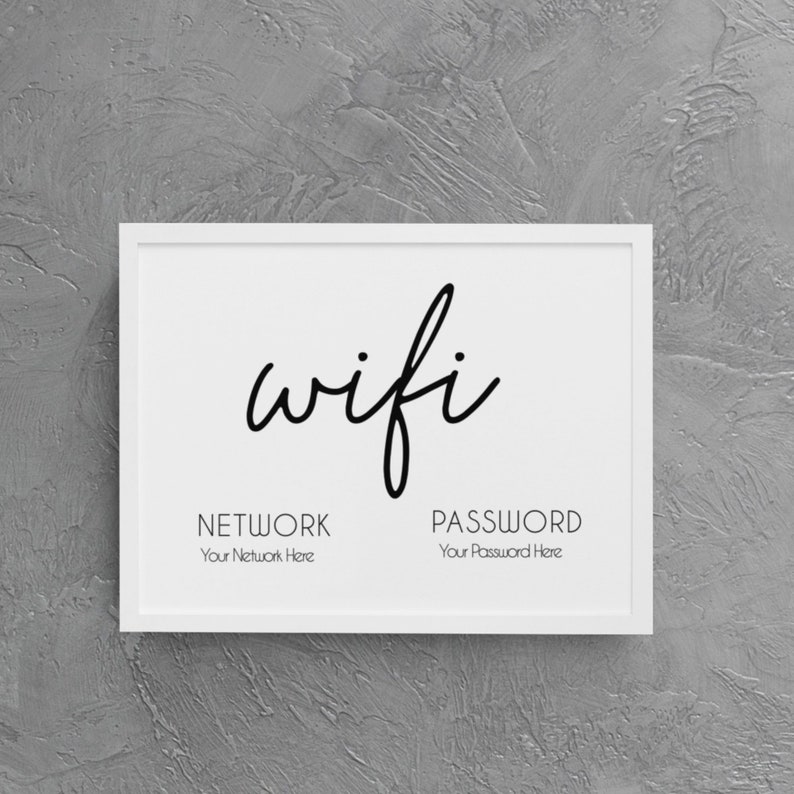 Minimalists Personalized Printable Wi-fi Sign Template, Wifi Password ...