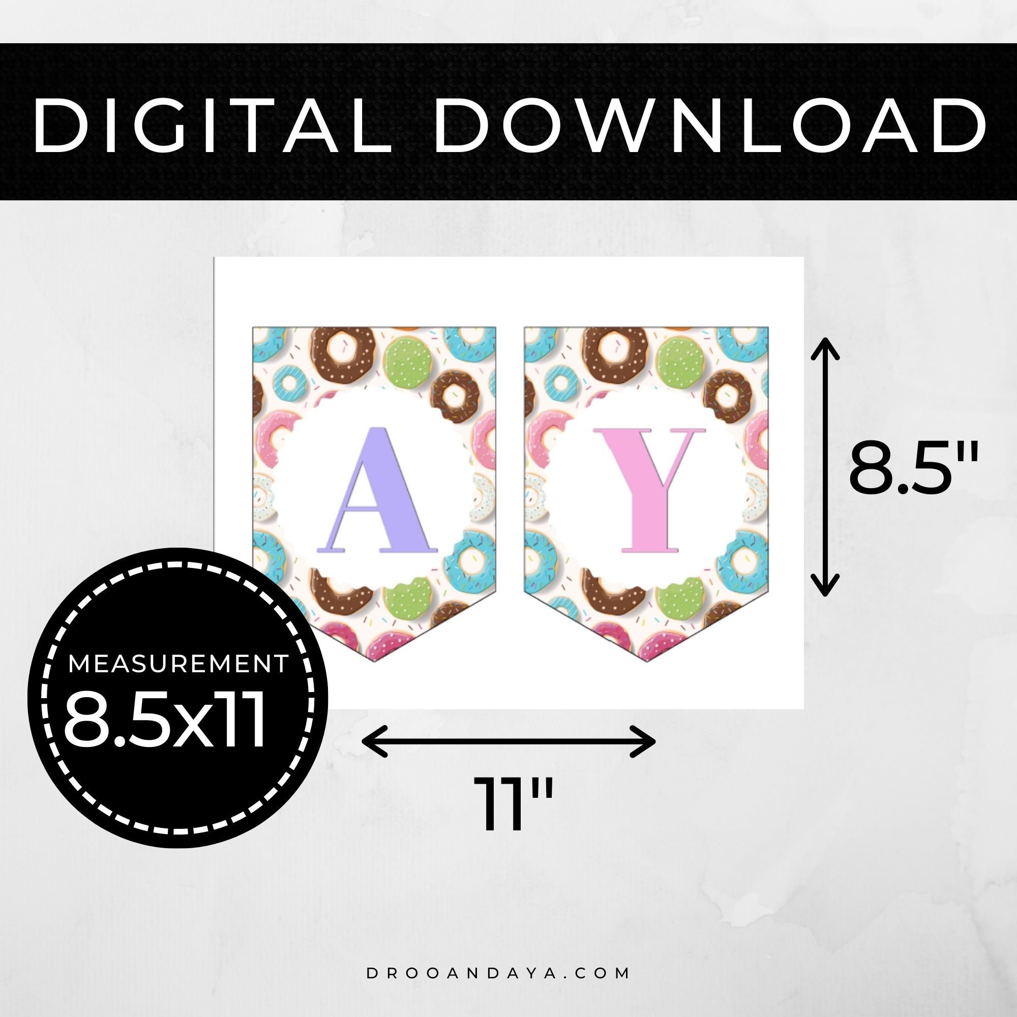 Donut Theme Printable Happy Birthday Banner for a Donut Party Birthday ...