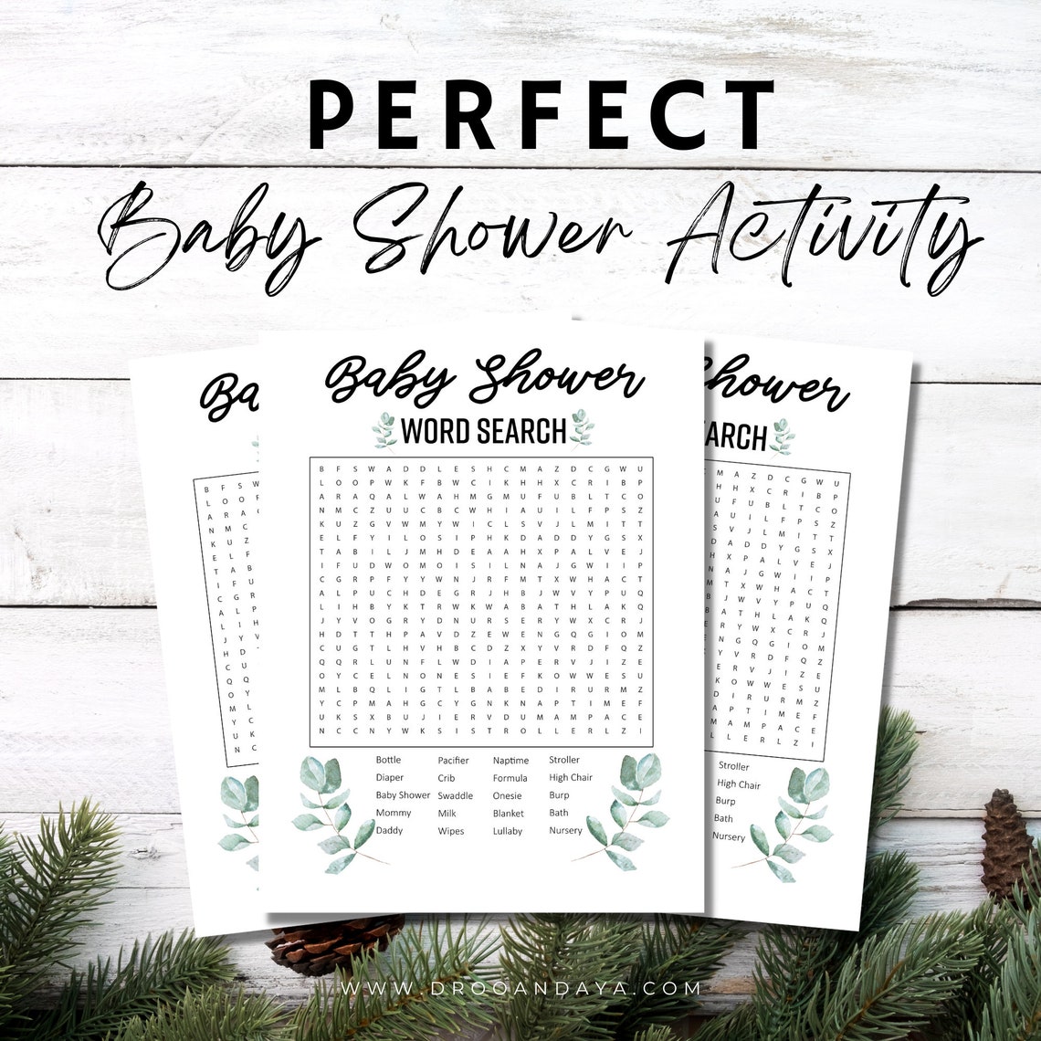 Baby Shower Word Search Game Baby Shower Activity Instant - Etsy