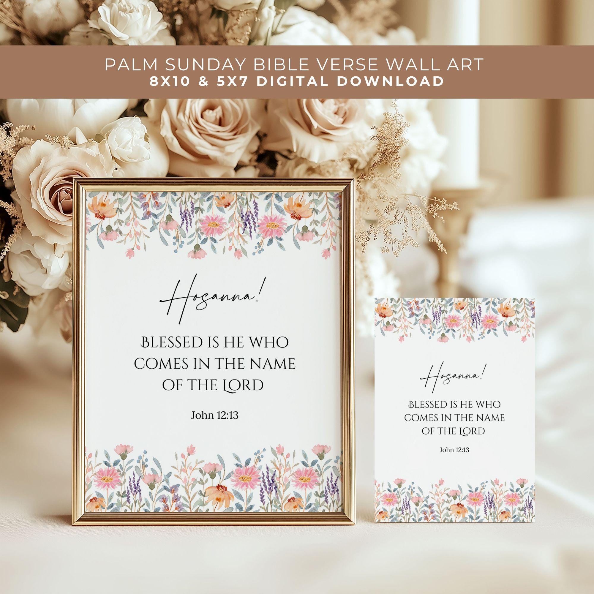 Palm Sunday Bible Verse Print | John 12:13 Scripture Wall Art | Hosanna ...