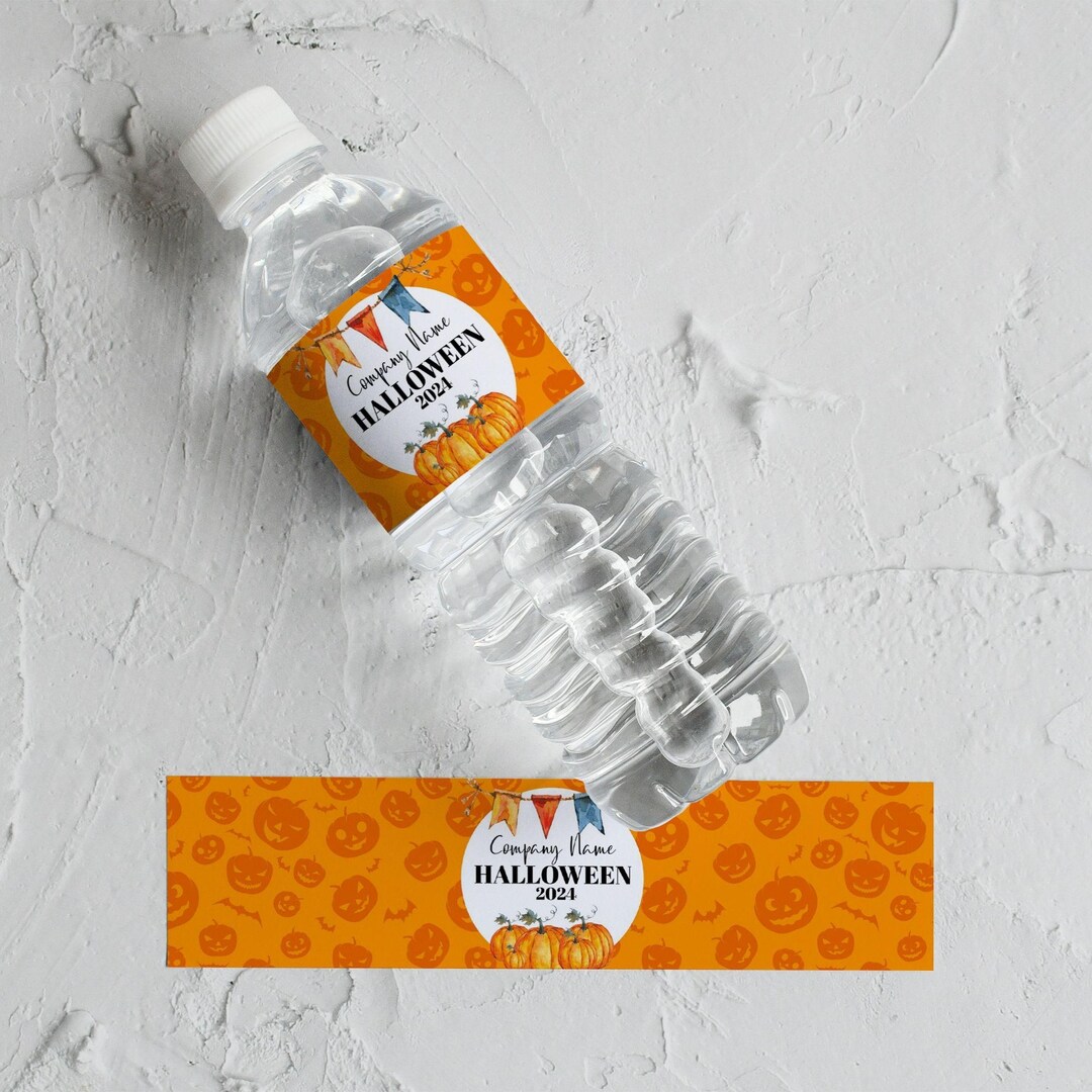 Custom Halloween Water Bottle Labels, Pumpkin Party Favor (printable ...