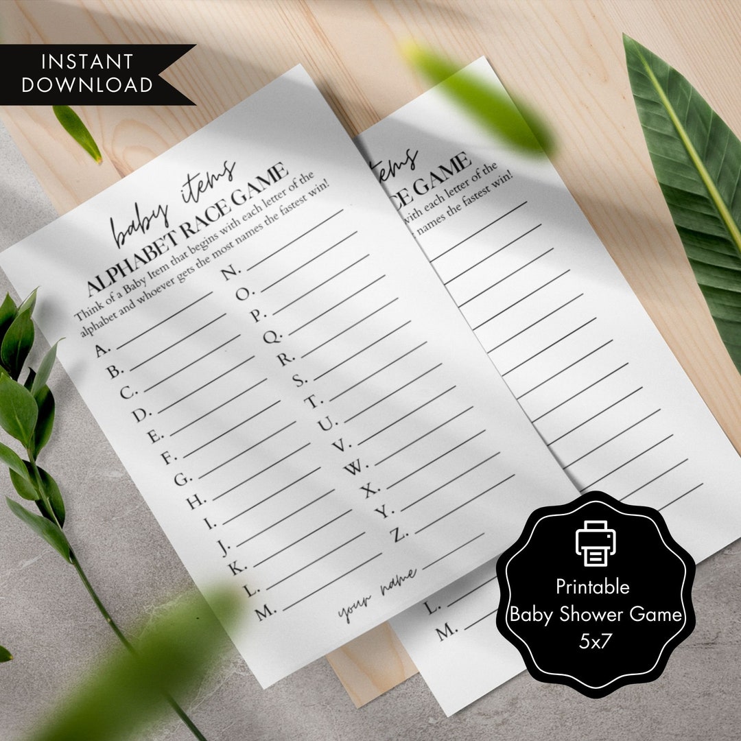 Minimalist Baby Shower Alphabet Race Game ABC Alphabet Game Fun Baby ...