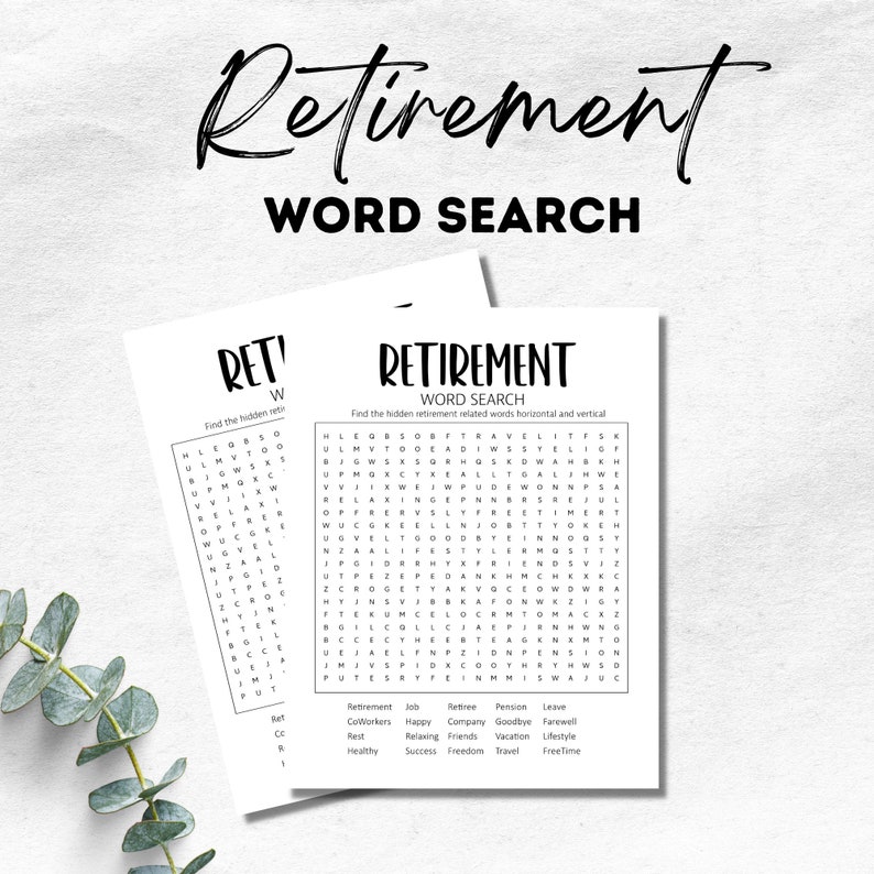 Retirement Word Search Game: Printable Party Activity (PDF) - Etsy