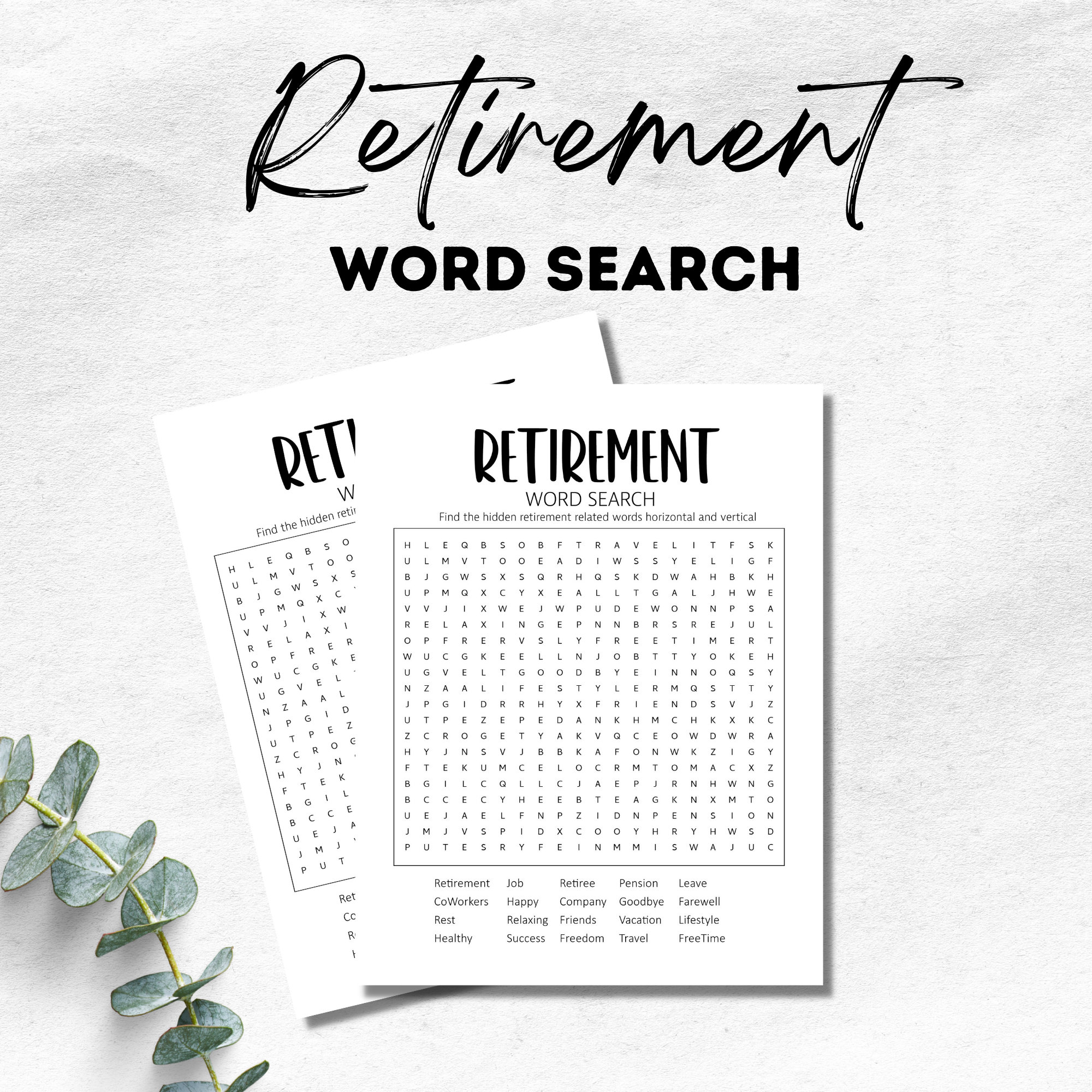 Retirement Word Search Game: Printable Party Activity (PDF) - Etsy