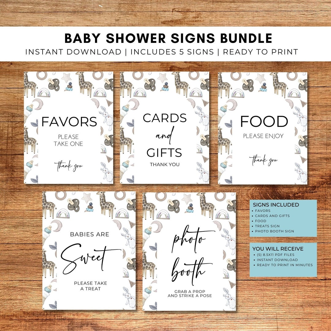 Baby Shower Bundle Signs, Baby Shower Printable Sign, Baby Shower, Baby ...