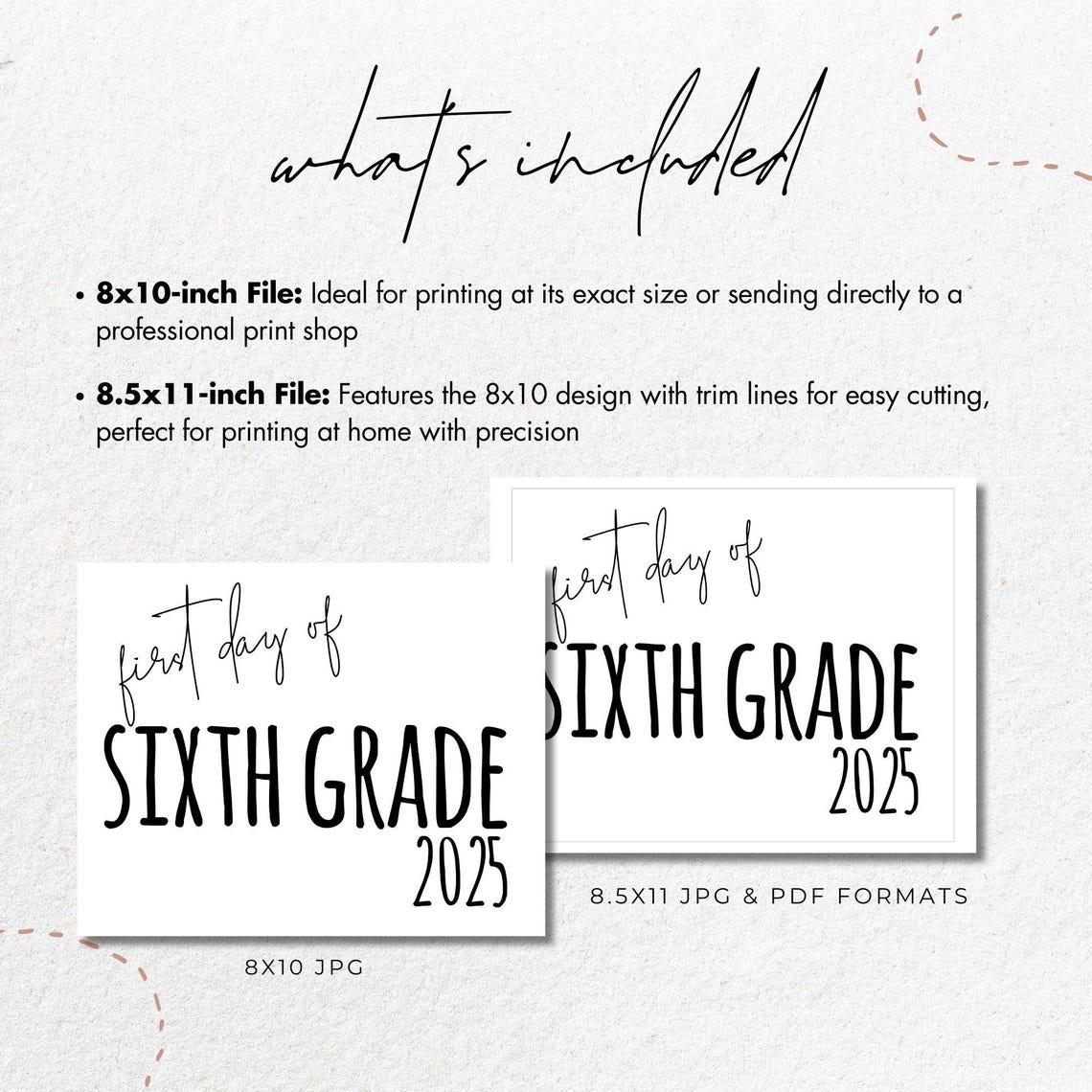 Sixth Grade 2025 Printable Sign: Back to School Photo Prop (digital ...