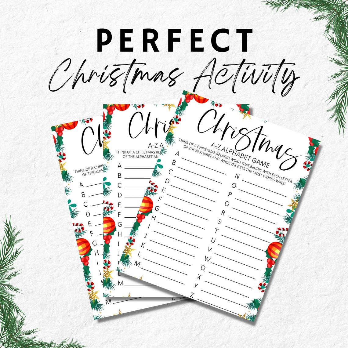 Christmas Alphabet AZ Game, Christmas Games, Family Christmas Activity ...