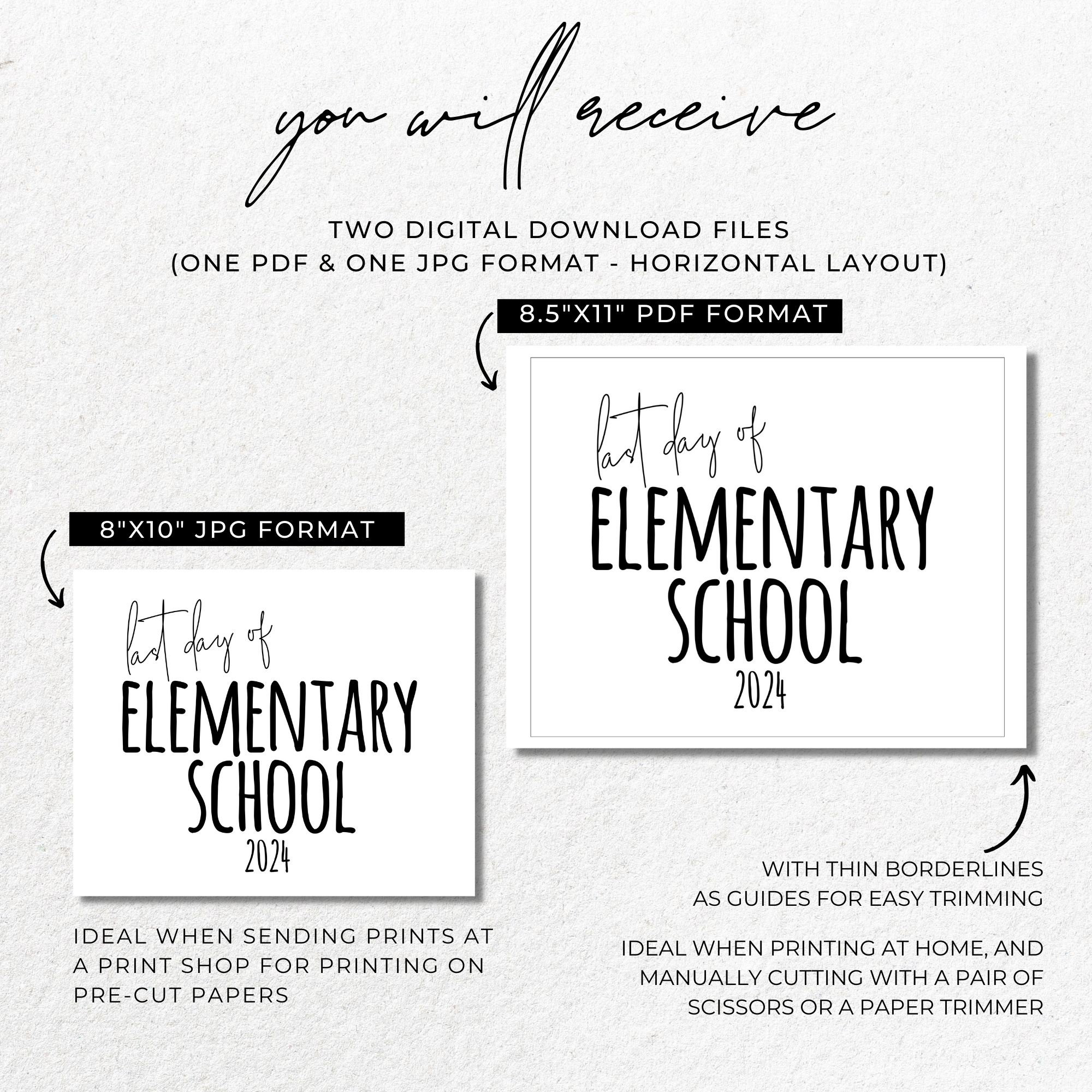 Last Day Elementary School Class of 2024 Printable 8x10 Sign, Last Day ...