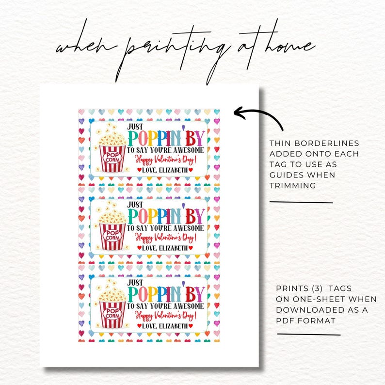 Editable Valentine's Day Popcorn Treat Tag: Printable Corjl Template ...