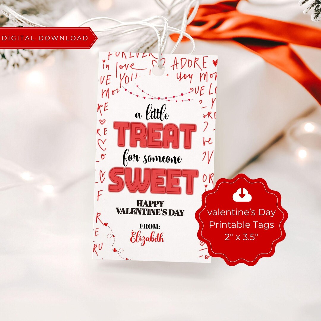 Editable Valentine’s Day Gift Tag Template - 2x3.5 Customizable ...