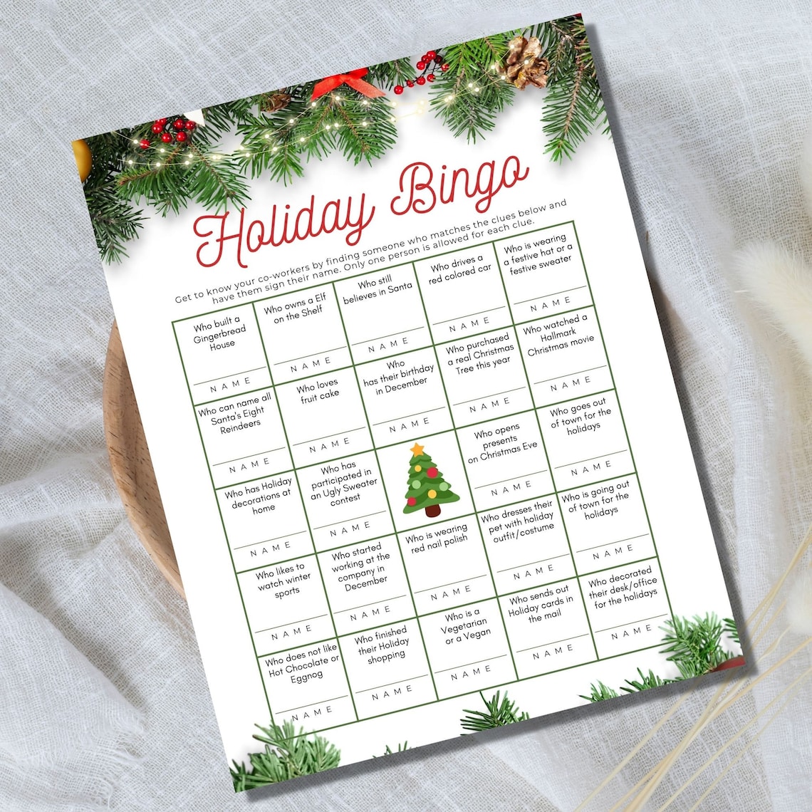 Christmas Game Holiday Bingo Printable 8.5x11, Office Holiday Party ...