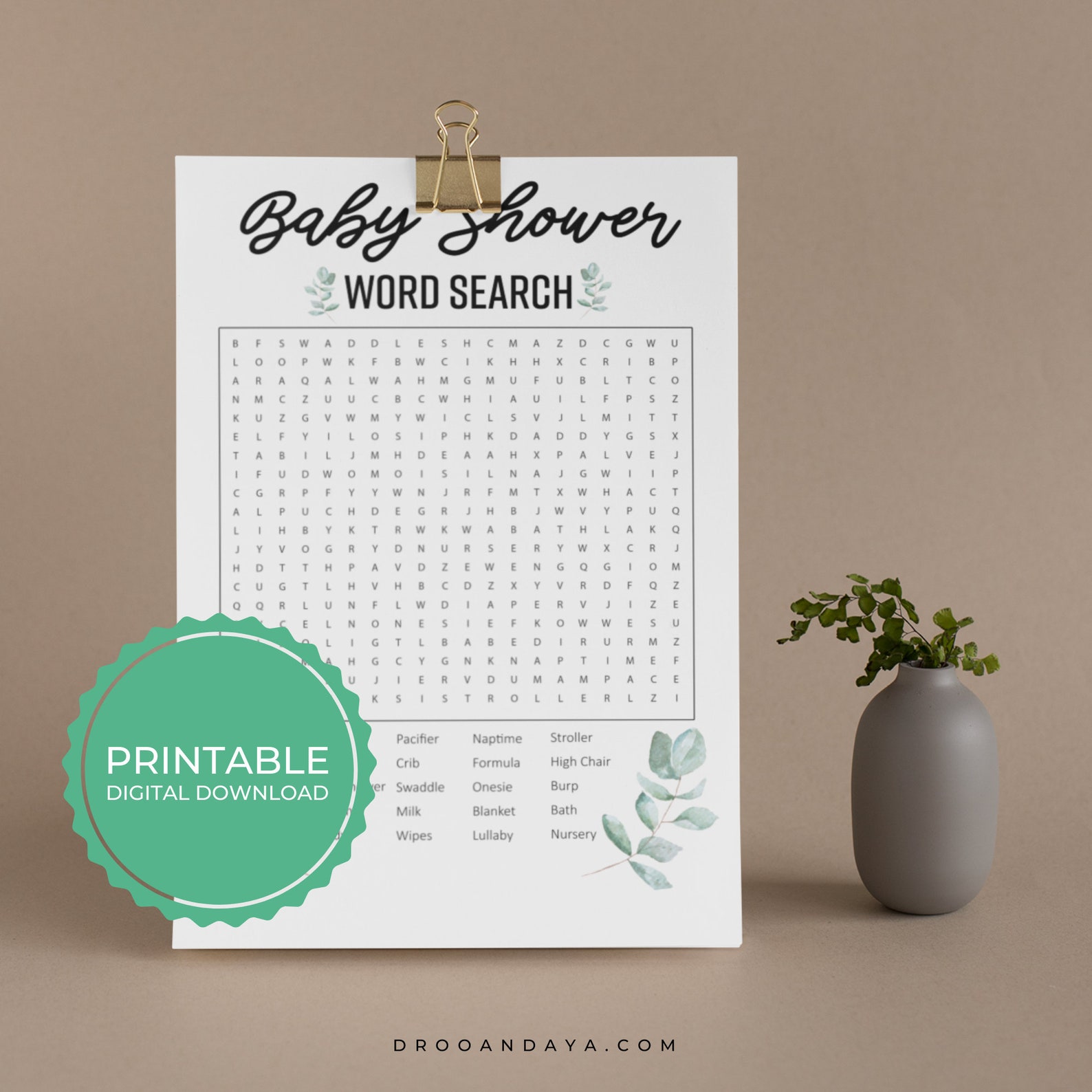 Baby Shower Word Search Game Baby Shower Activity Instant - Etsy