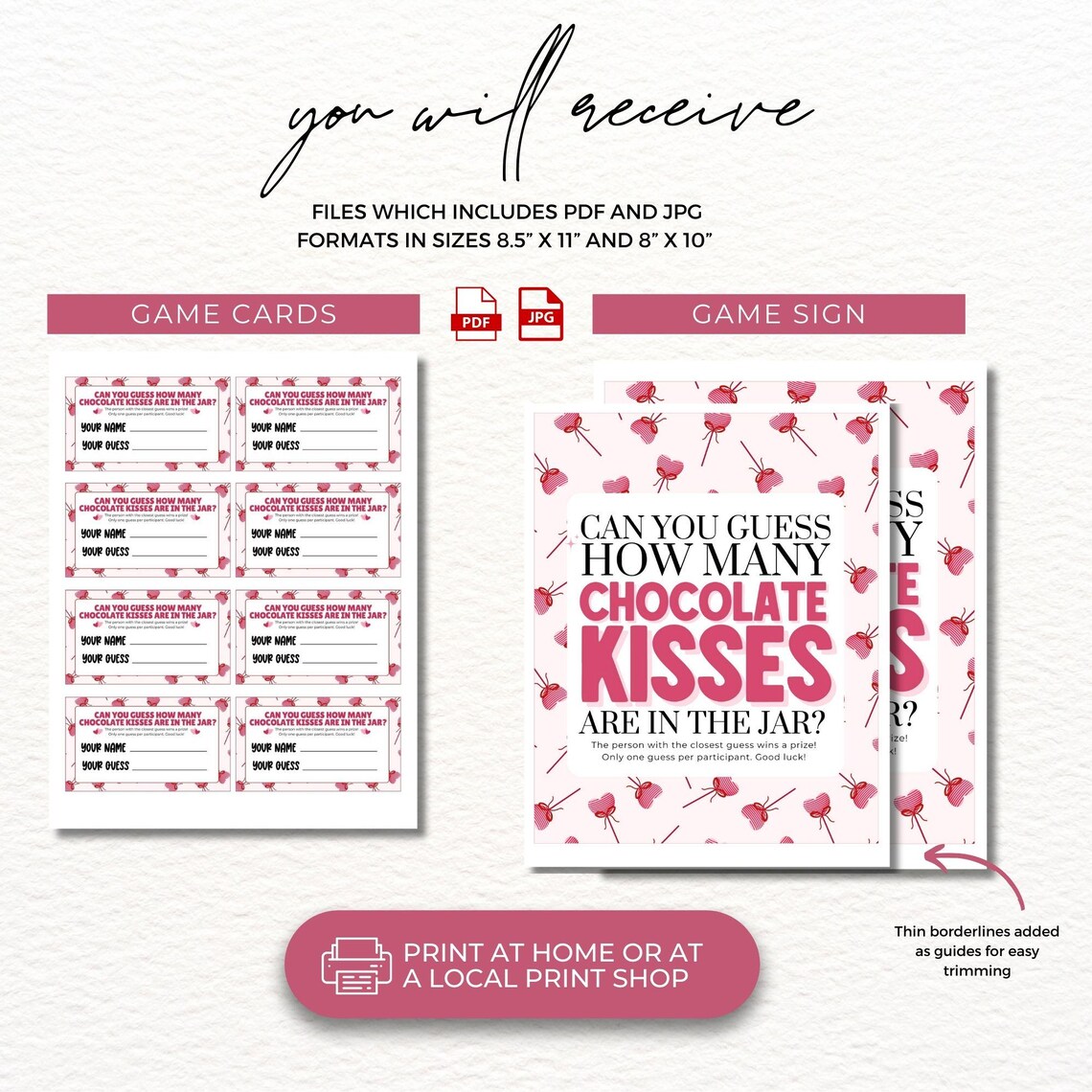 Valentine's Chocolate Kisses Guessing Game: 8x10 Printable (digital ...