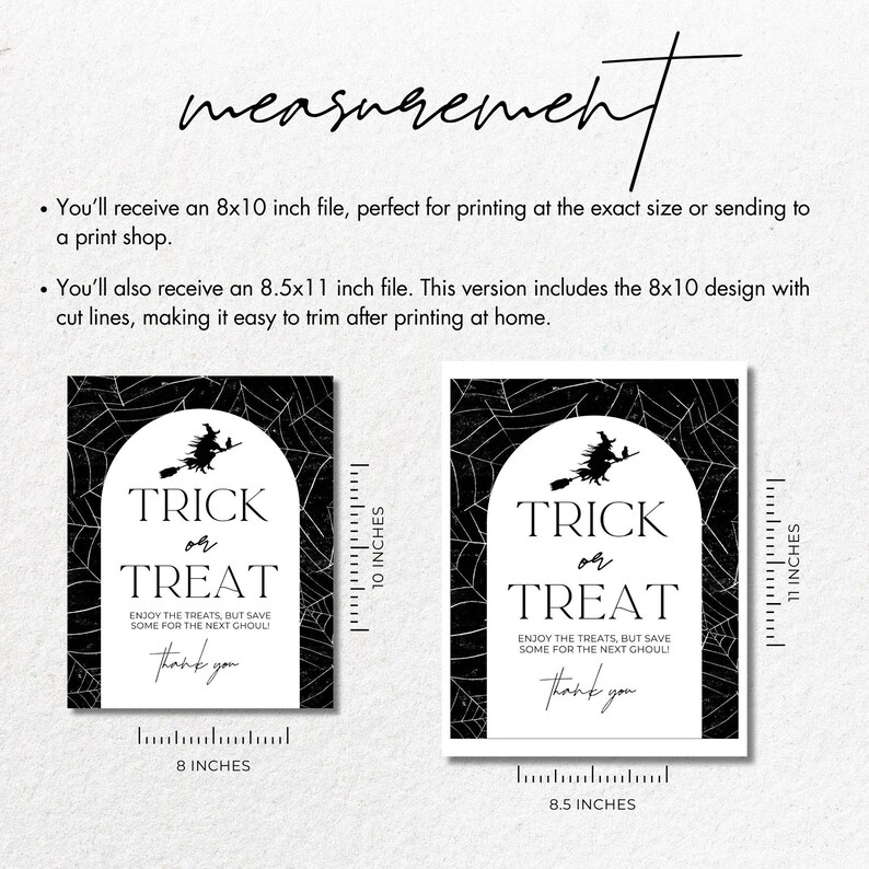 Witch Trick or Treat Sign, Printable Halloween Candy Table Decor, Black ...