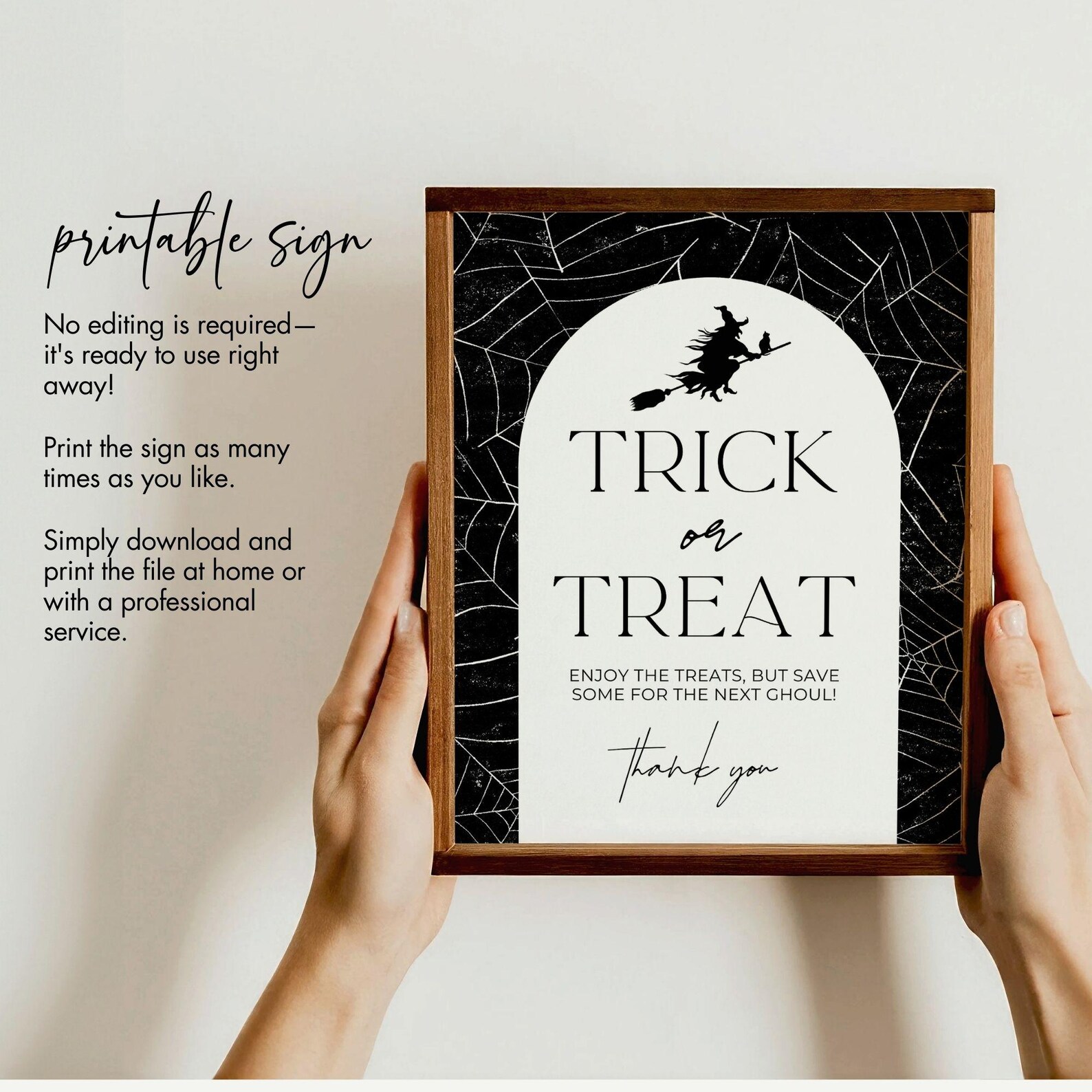 Witch Trick or Treat Sign, Printable Halloween Candy Table Decor, Black ...