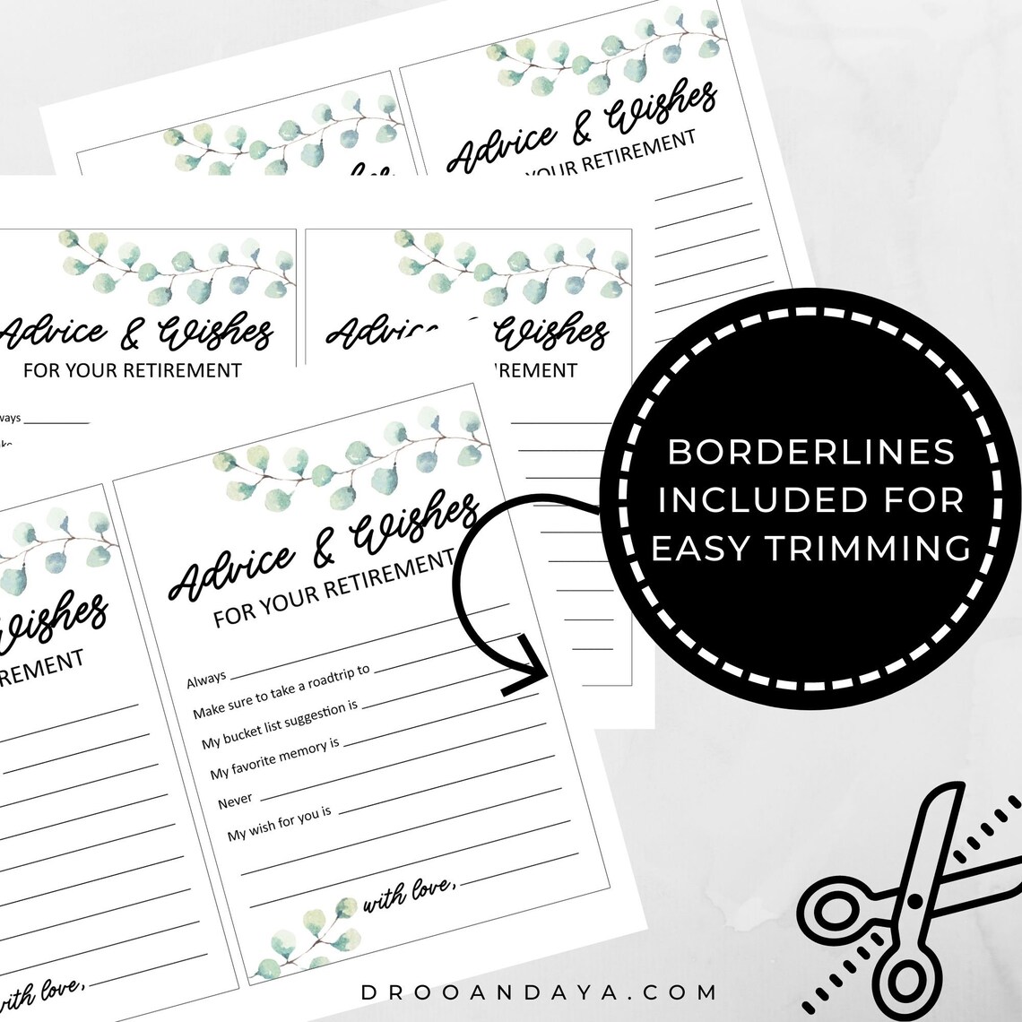 Advice and Wishes for a Retirement Party, Advice Cards, Retirement ...