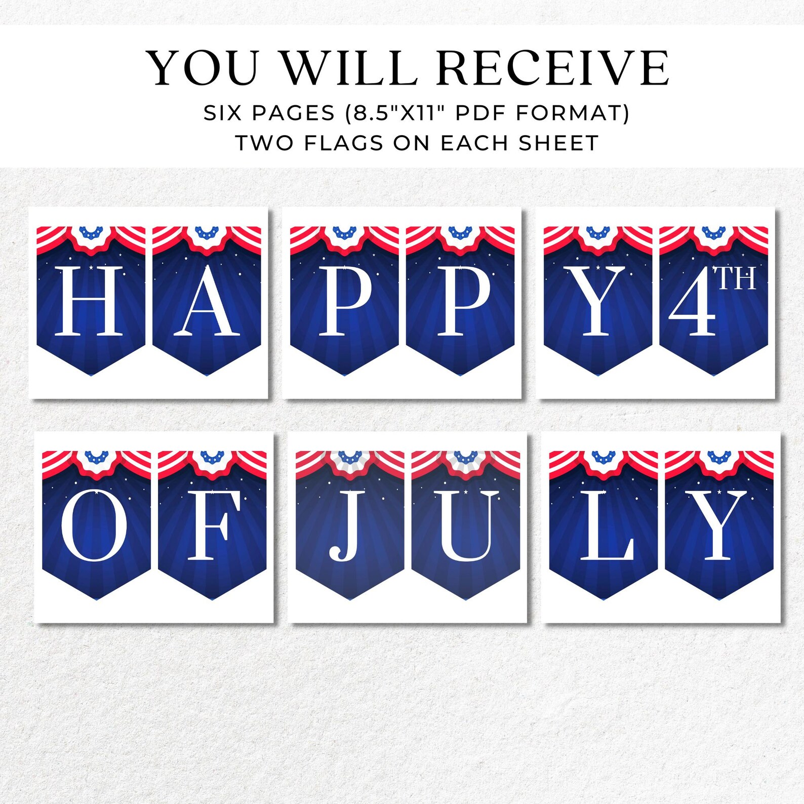 4th of July Banner Printable: Patriotic Party Decor (PDF) - Etsy