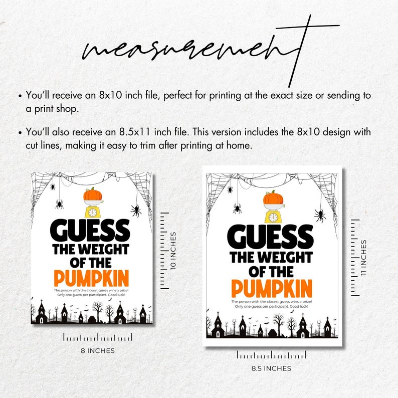 Guess the Pumpkin Weight Game – Halloween Party Printable – Fun Fall ...