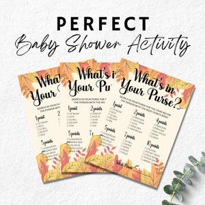 Whats in Your Purse Game, Whats in Your Purse Baby Shower Game, Baby ...