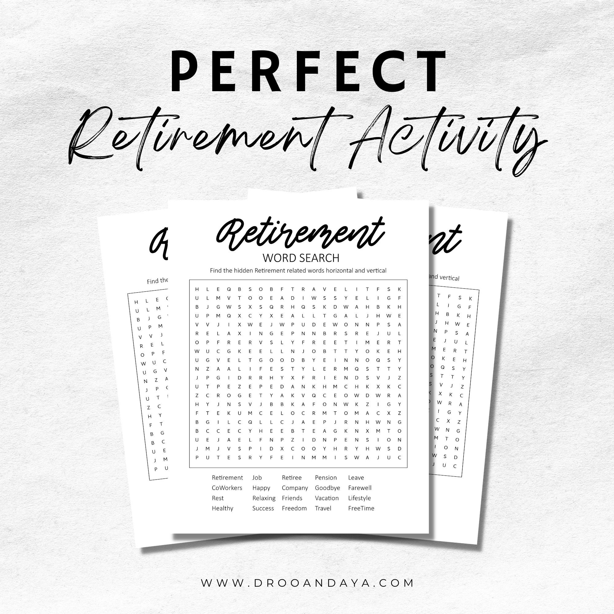 Printable Retirement Word Search Puzzle, Printable Retirement Game ...
