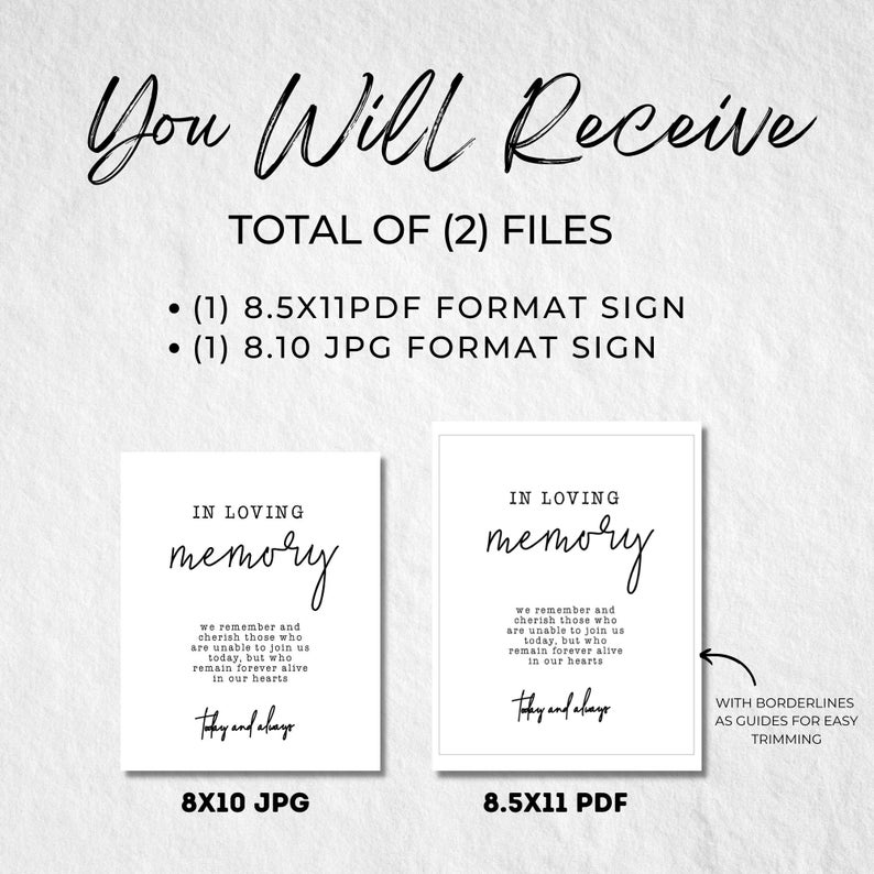 Funeral in Loving Memory Sign: Printable 8x10 (PDF & JPG) - Etsy