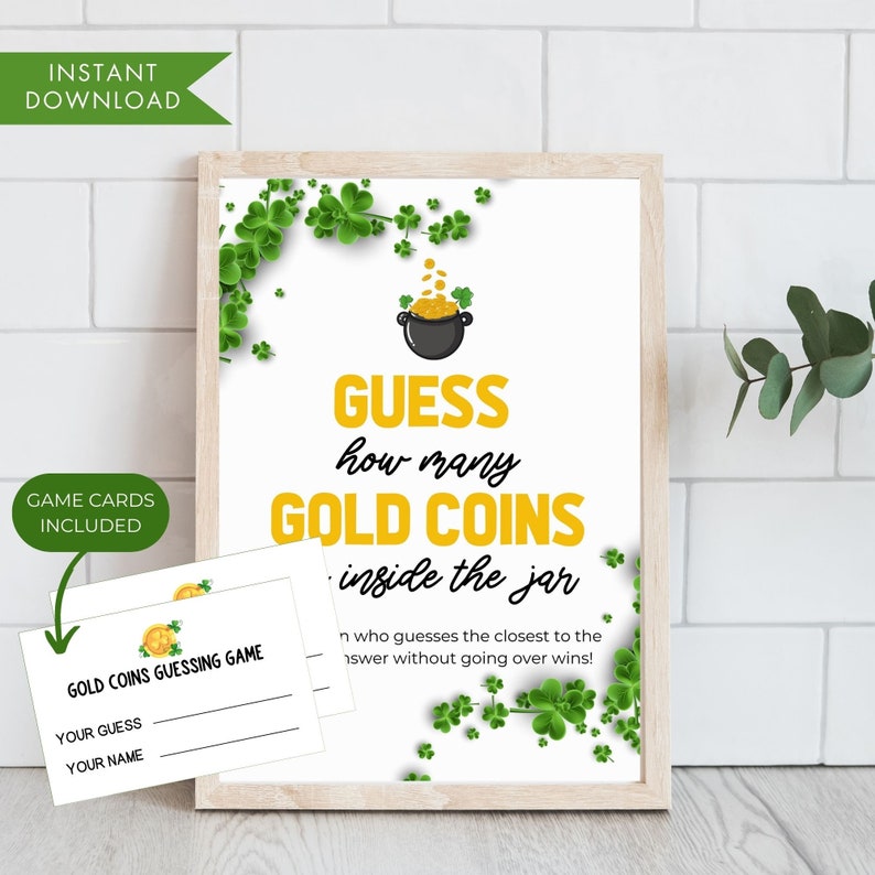 St. Patrick's Day Guessing Game: Gold Coins Sign (digital Download) - Etsy