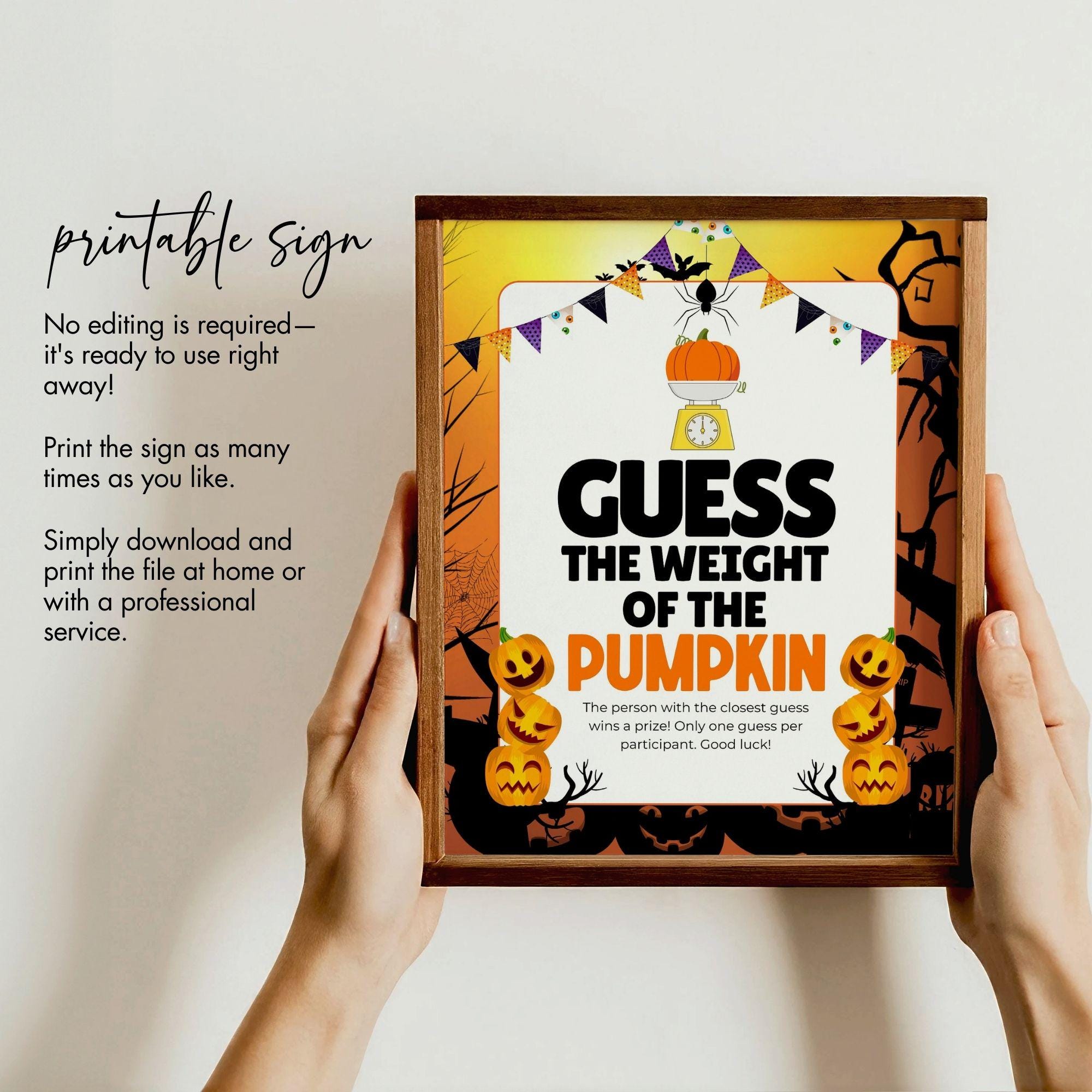 Pumpkin Weight Guessing Game Printable – Fun Halloween Party Game ...