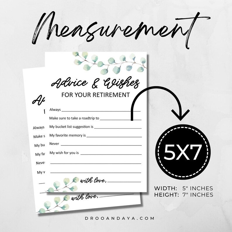 Advice and Wishes for a Retirement Party, Advice Cards, Retirement ...