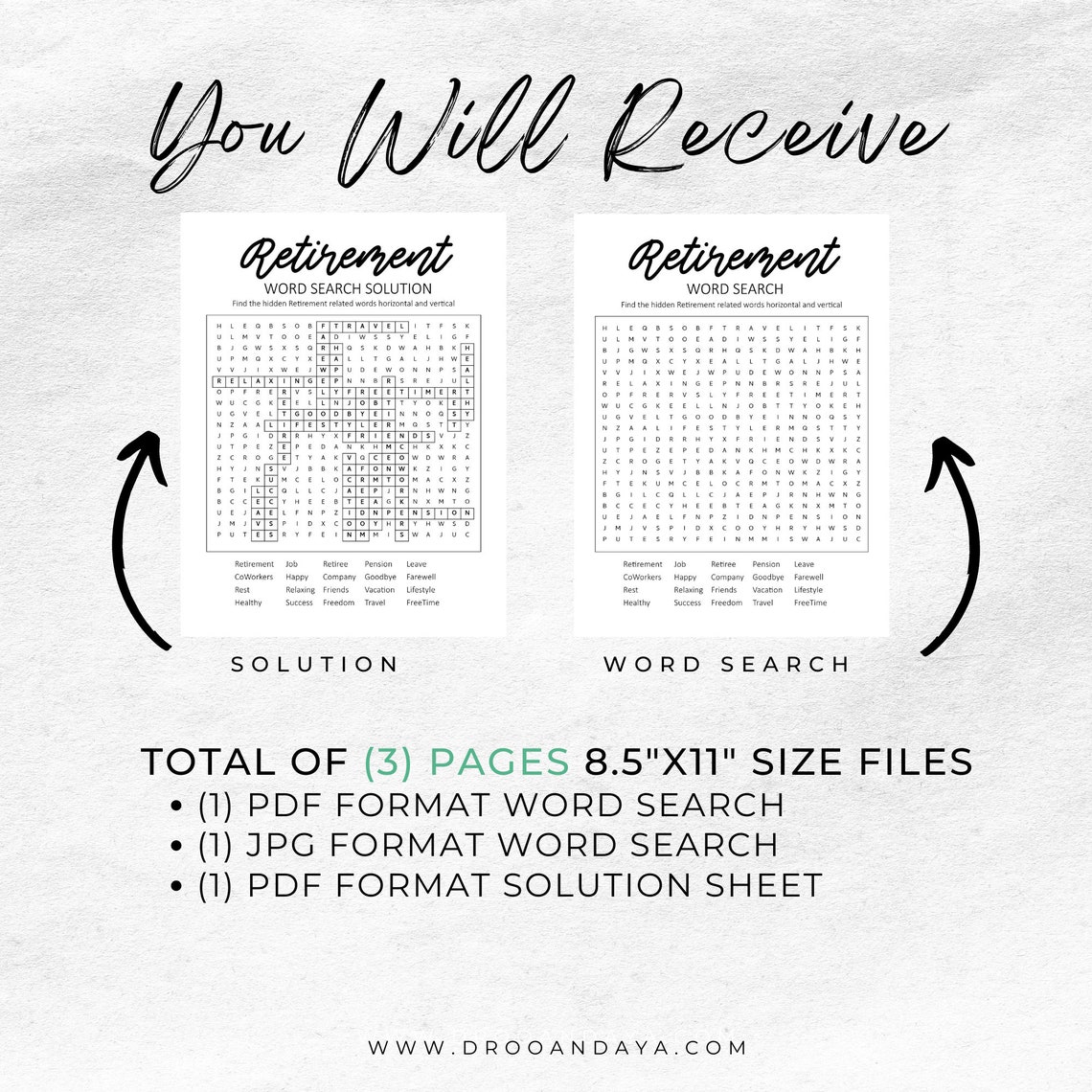 Printable Retirement Word Search Puzzle, Printable Retirement Game ...