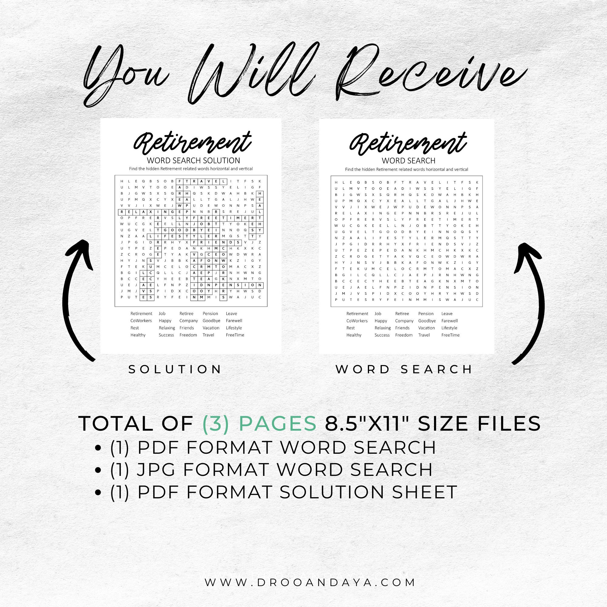 Printable Retirement Word Search Puzzle, Printable Retirement Game ...