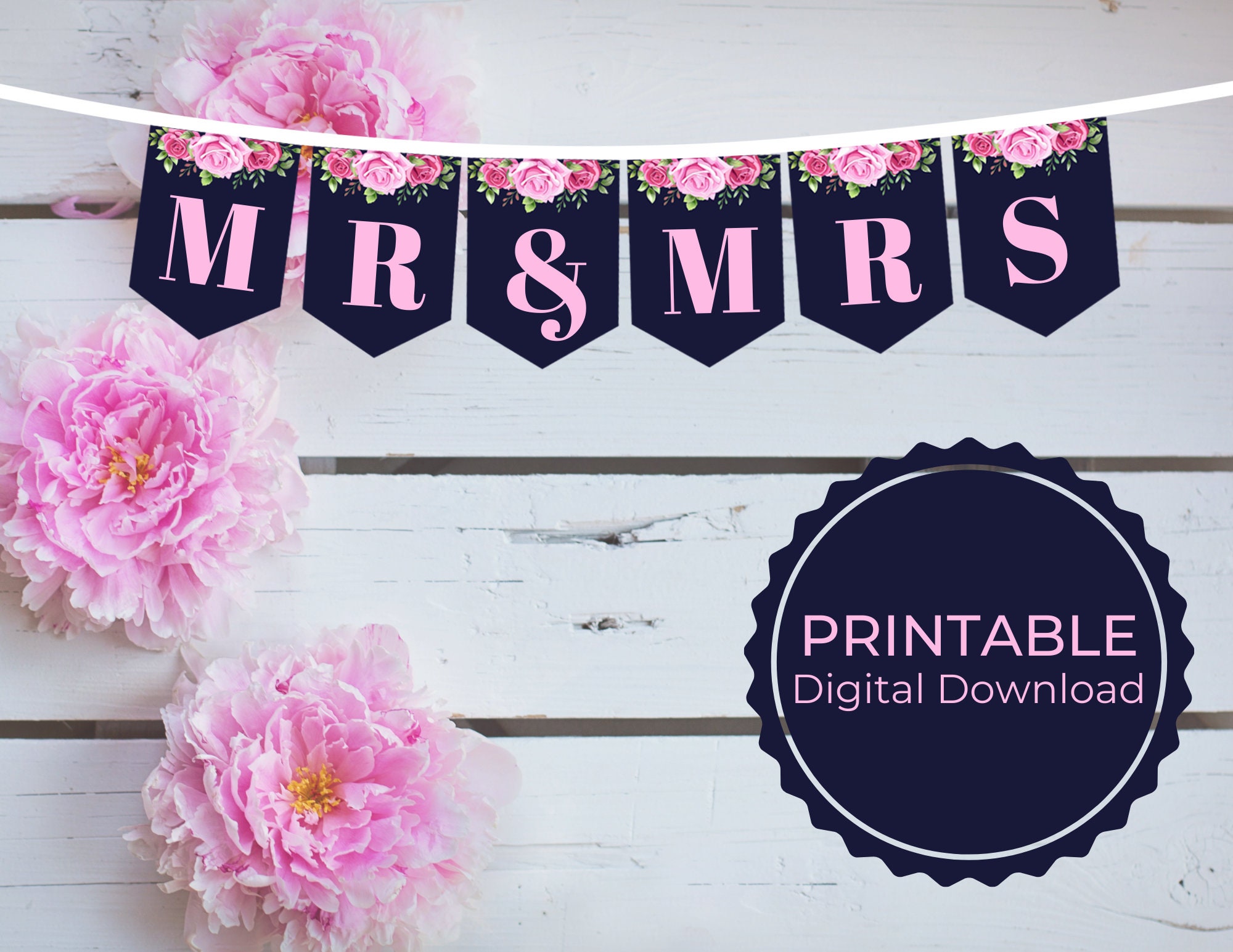Mr and Mrs Banner, Wedding Printable, Wedding Sign, Wedding Printable ...