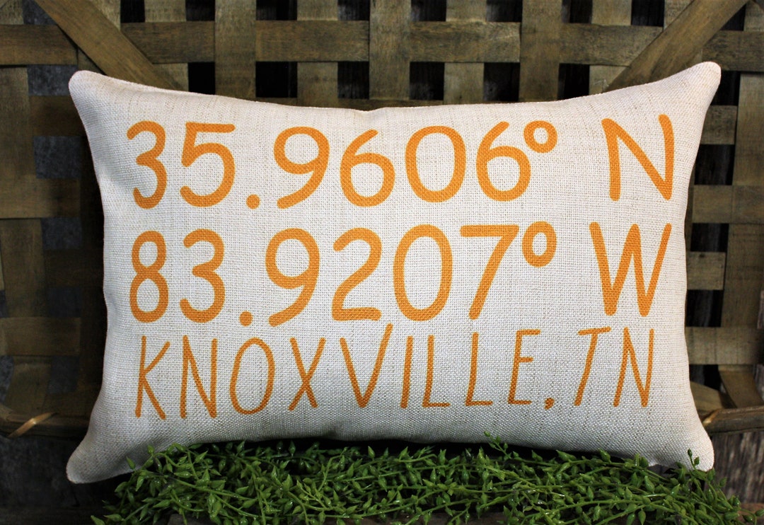 Knoxville TN Decor, Knoxville TN Pillow, Latitude Longitude Pillow ...