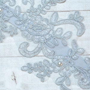 GRAY Lace Flowers Bridal Garter Wedding Garters Rhinestone - Etsy