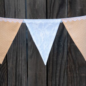 12 Triangle Orange Cotton Fabric White Lace Flags Wedding Garland ...