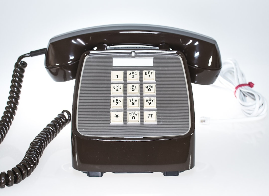 Vintage Brown Phone With Push Buttons and Twisted Handset Cord - Etsy ...