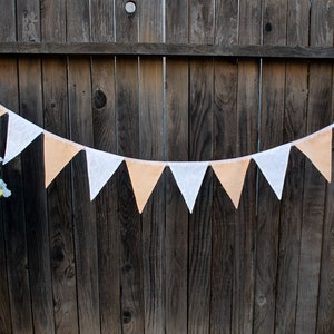 12 Triangle Orange Cotton Fabric White Lace Flags Wedding Garland ...